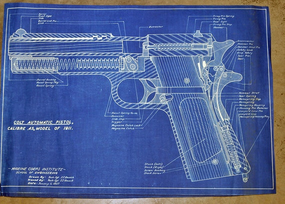 Take 10% Off Sale /Blueprint Plan Drawing COLT 45 CALIBRE