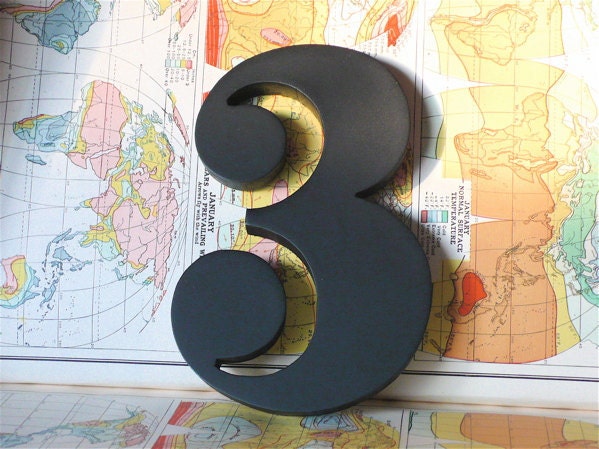 Ornate Vintage inspired Number 3 Wood number