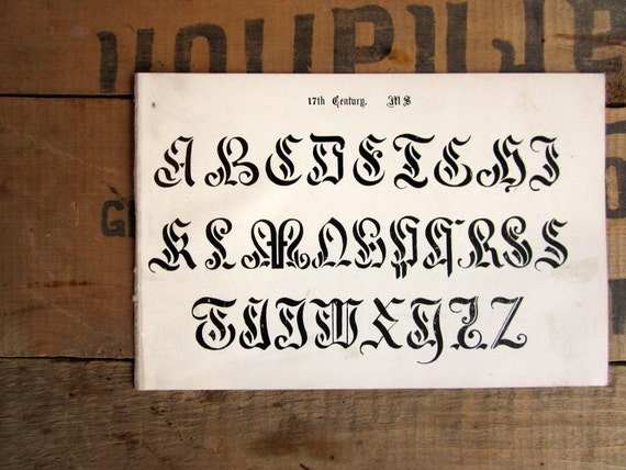 Vintage Typography Page 17th Century Alphabet by amykristineprints