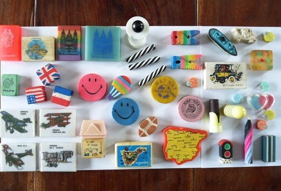 Vintage Colored ERASER COLLECTION from the 1980s