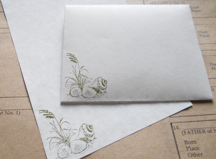 Parchment paper stationery set. Writing paper by PiccadillyStation