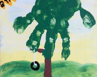 Handprint canvas art | Etsy