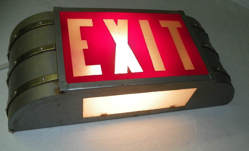Vintage Art Deco Exit Sign 30's 40's 50's in