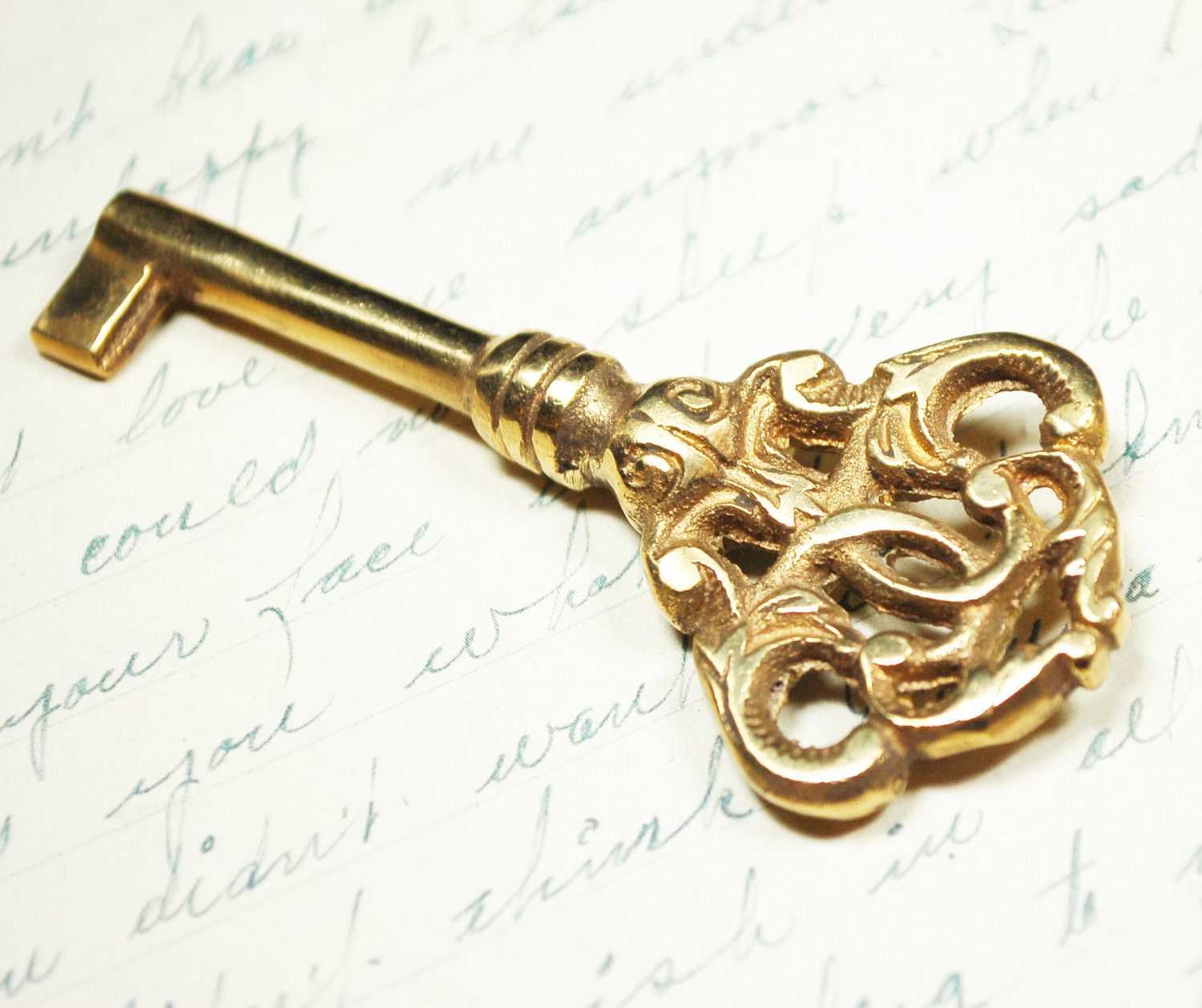 Antique Skeleton Key Ornate Vintage Key in GOLD by KeyWayHardware