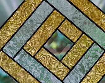 Gold stained glass | Etsy