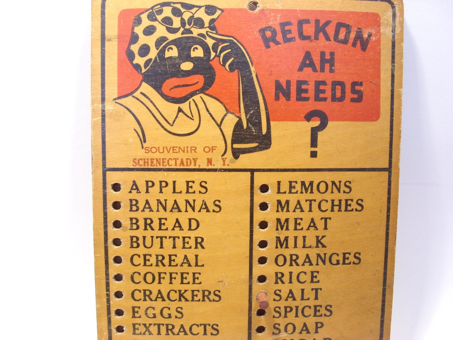 Mammy Reckon Ah Needs Wooden Grocery List Plaque
