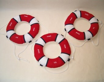 NAUTICAL Wall Decor - Childrens Decor - Life Preserver Ring - Red and ...