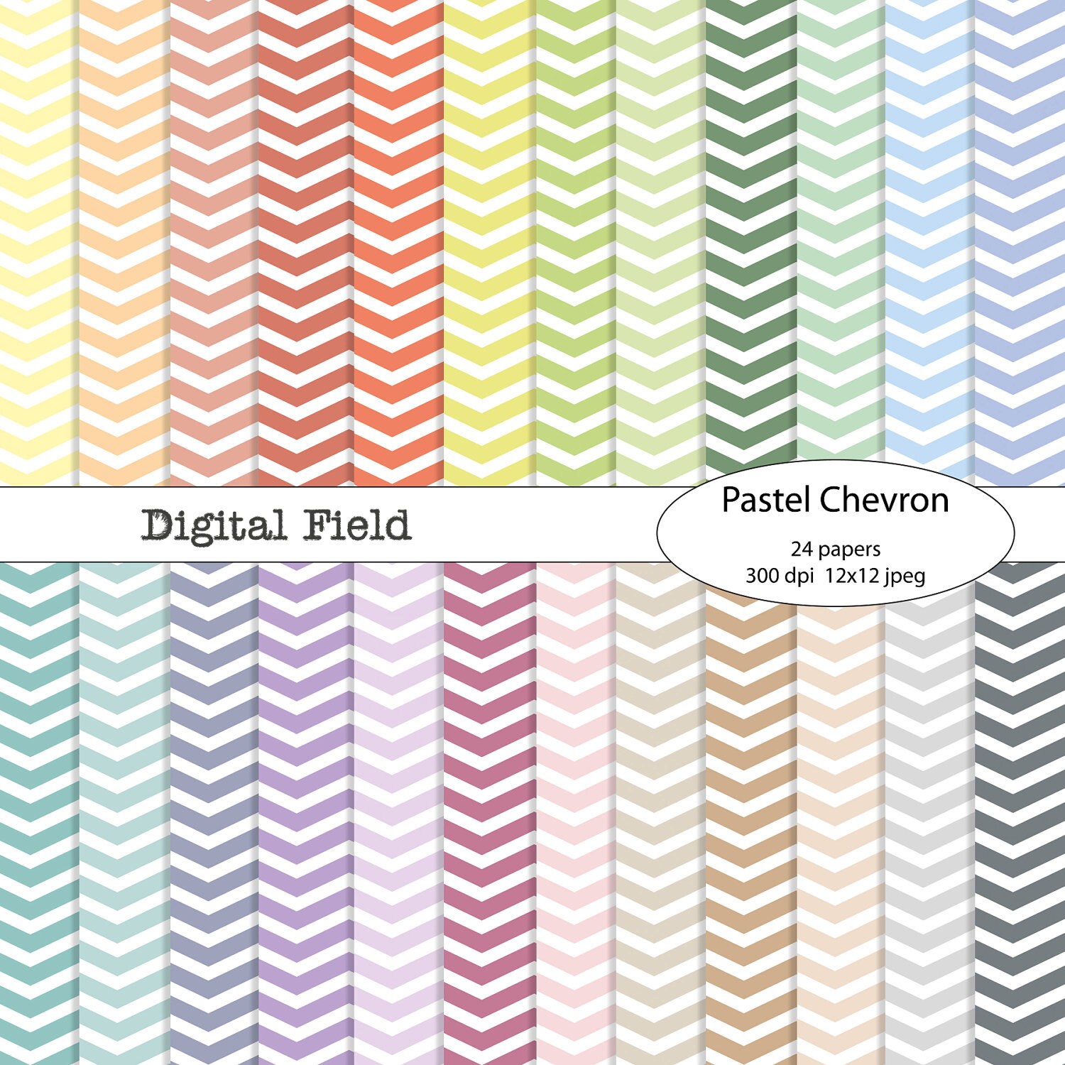 Pastel Chevron digital printable paper pack 24 by digitalfield