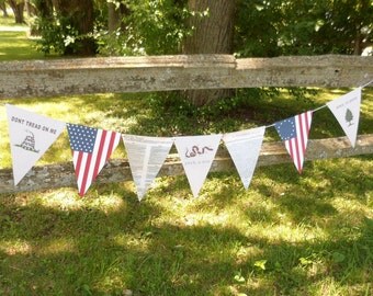 Printable Patriotic Bunting with Revolutionary War Flags, Declaration ...
