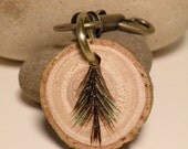 Items similar to Wooden woodburned Pine Tree Keychain on Etsy