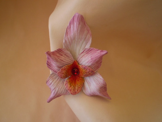 Items similar to Orchid leather flower. on Etsy
