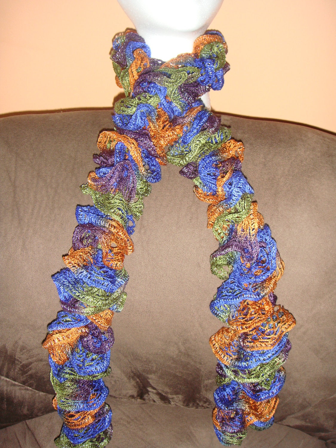 Knitted Scarf Red Heart Sashay Mesh Yarn Disco New Color
