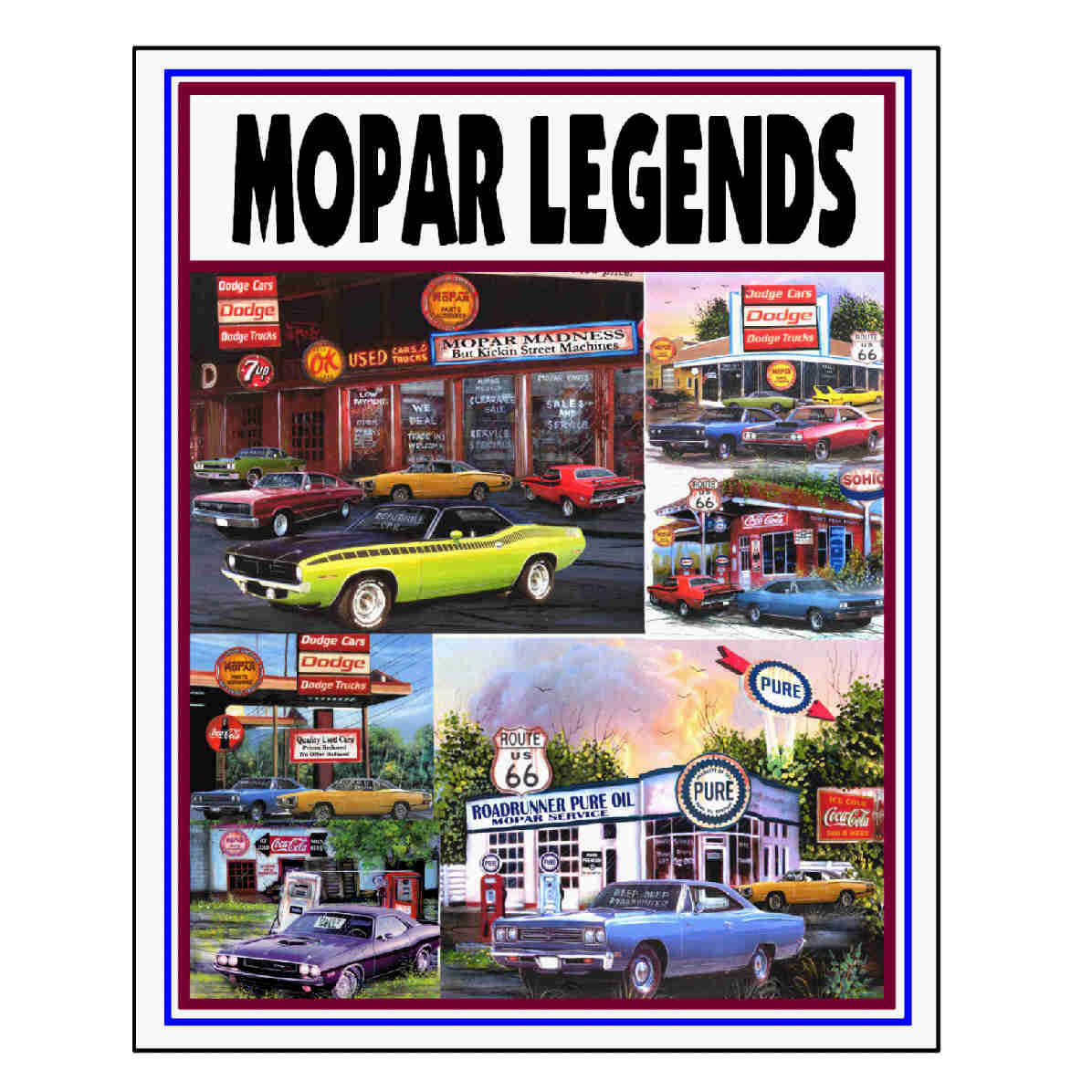 Muscle car art print MOPAR LEGENDS handsigned and dated