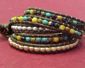 Items similar to Navajo Mix - Chan Luu inspired 5 X leather multi wrap bracelet with turquoise ...