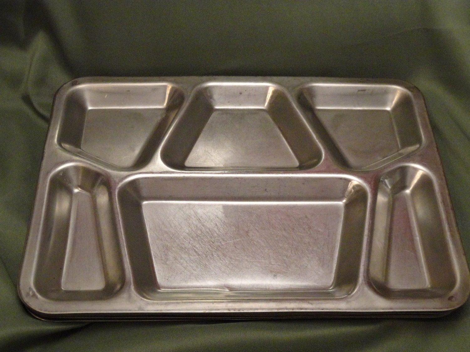 WWII US Military Metal Mess Hall Trays Lot of 7