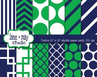 digital scrapbook papers pink and navy blue nautical theme