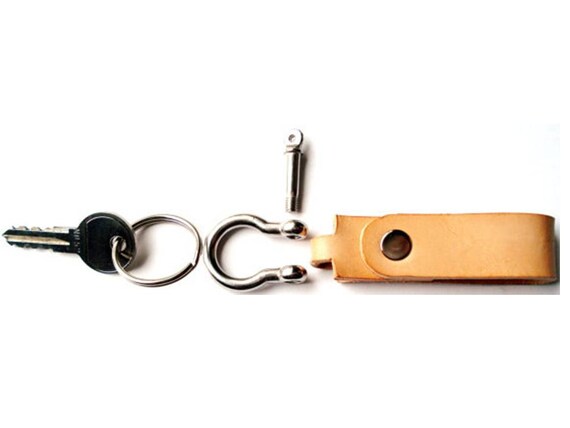 Customizable Leather Shackle Keychain Third Anniversary Gift