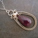 Large Red Ruby teardrop wire wrapped pendant by canterburyvines