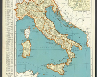 Vintage map of italy | Etsy