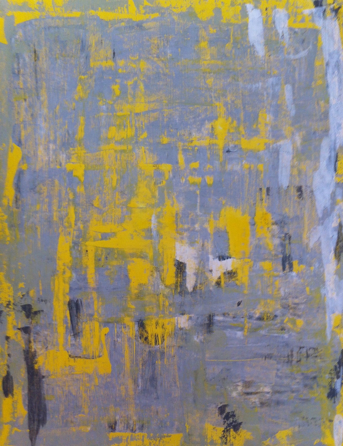 Acrylic Abstract Art Painting Yellow Grey White by T30Gallery