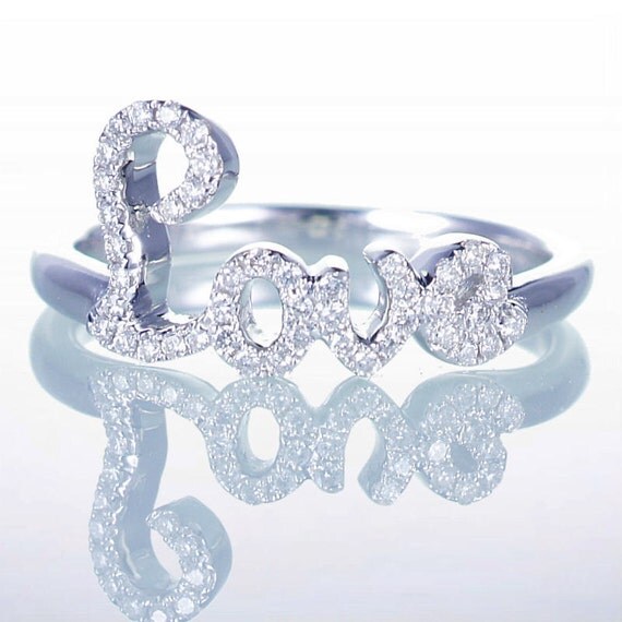 White Gold Diamond LOVE Ring