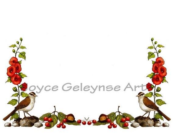 Hand Drawn Clip Art Border Clipart Nature Clipart Birds