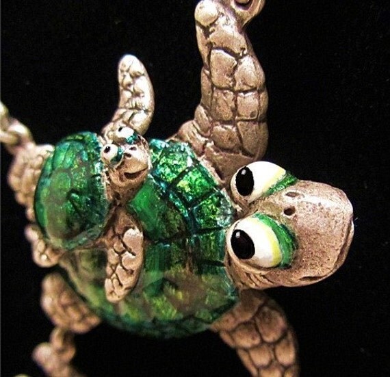 Whimsical Silver Turtles Necklace Are We There Yet