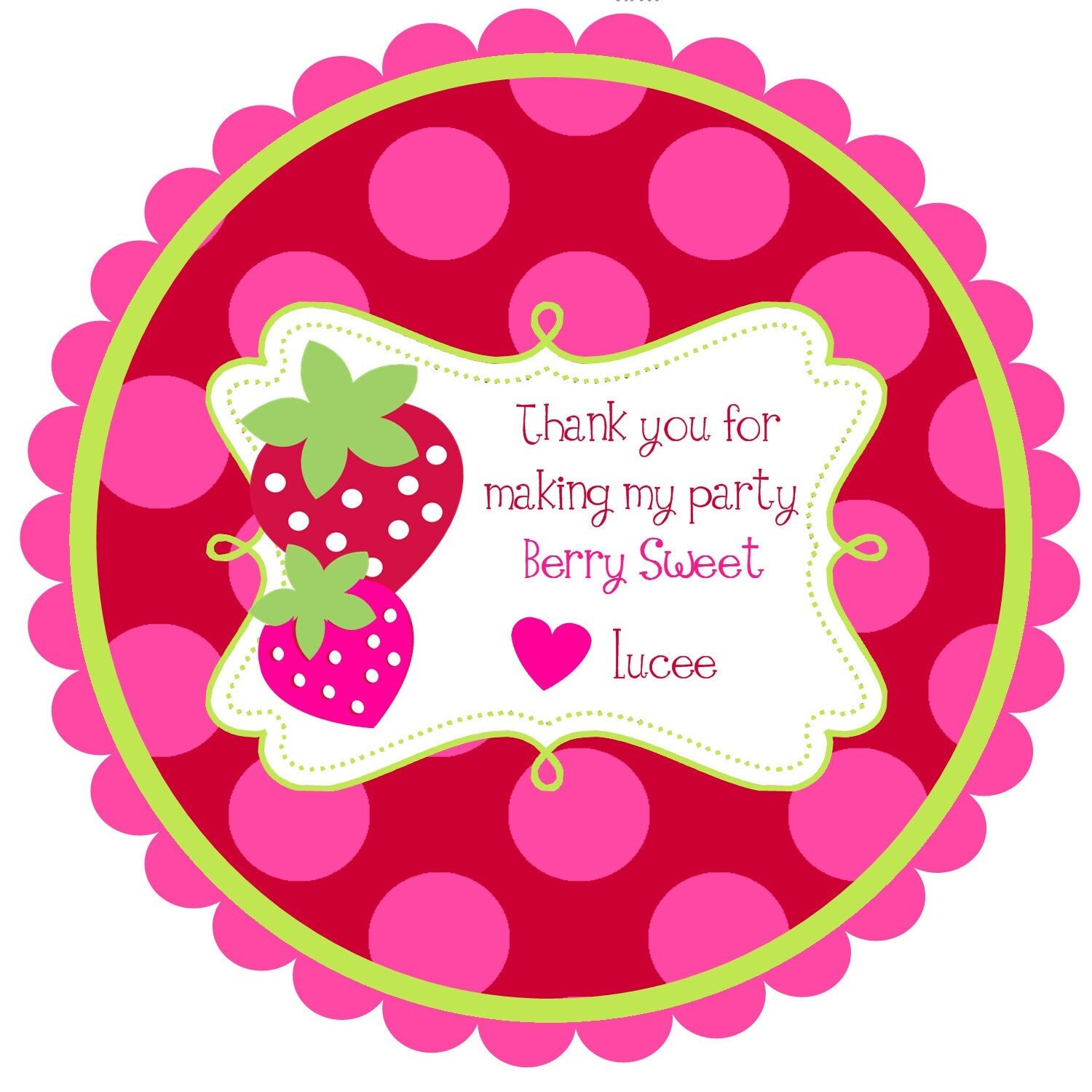 berry Sweet Strawberry Round Labels Stickers for party