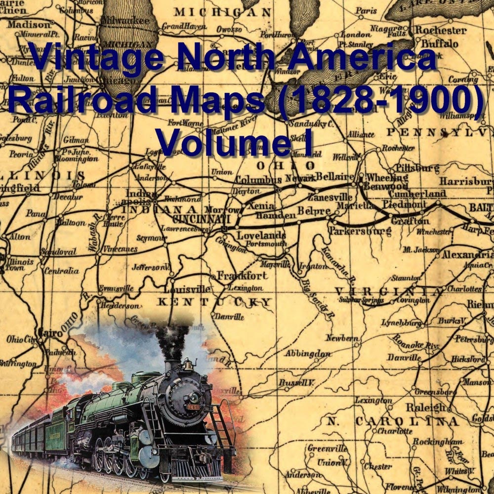 500 Vintage North America Railroad Map 1828s-1900s Ultra High