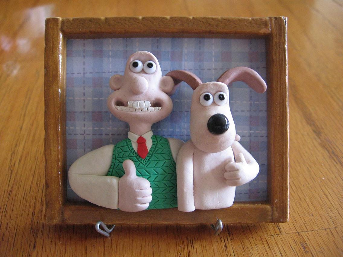 Wallace and Gromit framed polymer clay magnet/ desk art