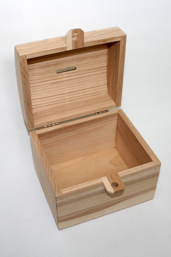 Wooden Money Box with Padlock / Ash Wood Chest / by WoodPower