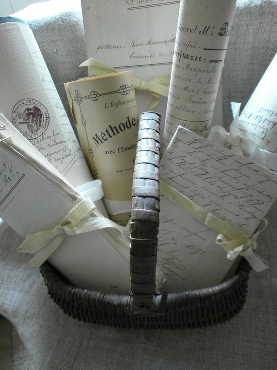 French Antique Manuscript Tres tres Shabby Chic Document