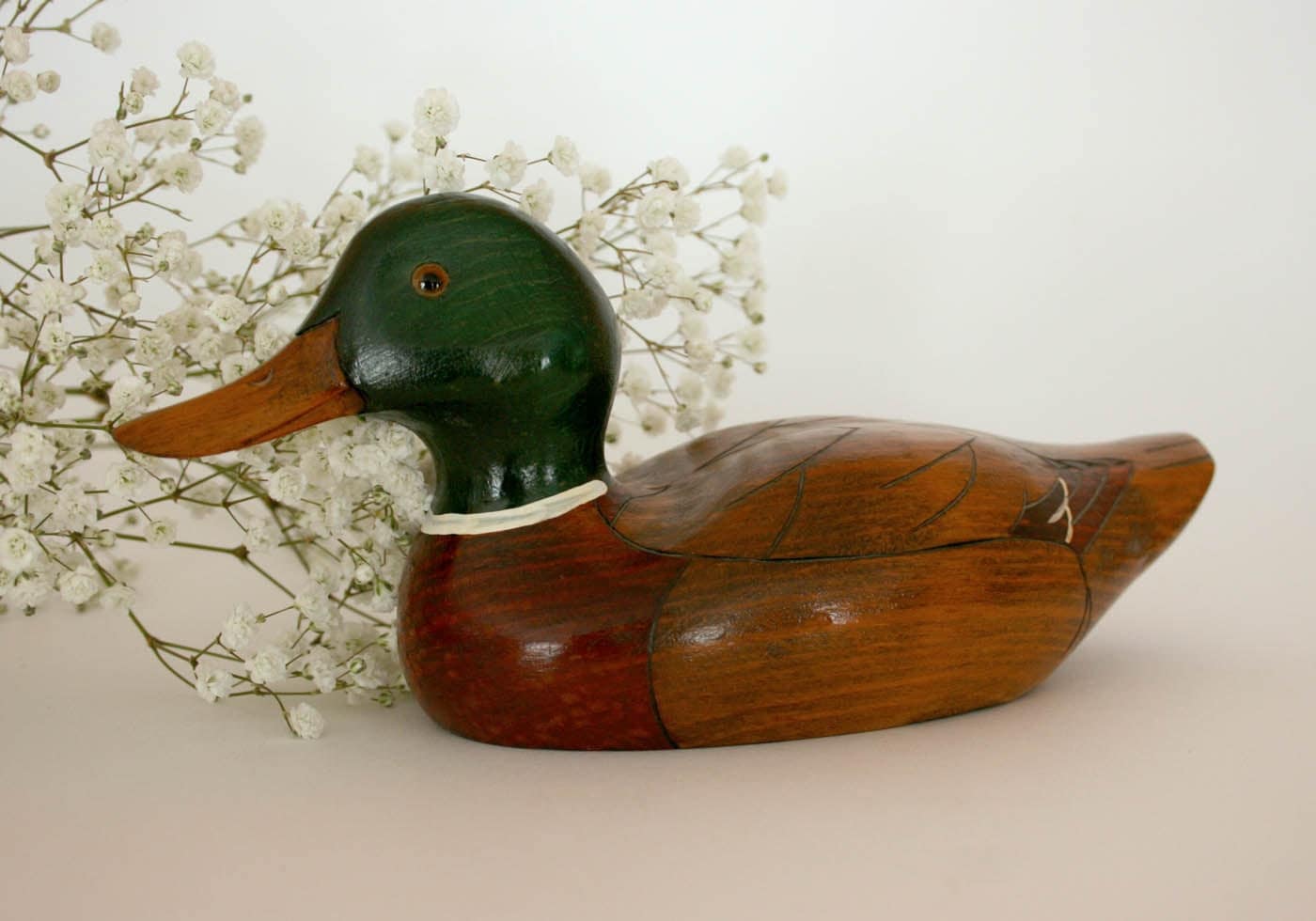 Vintage Mallard Duck Carving by Gene Malin 1984