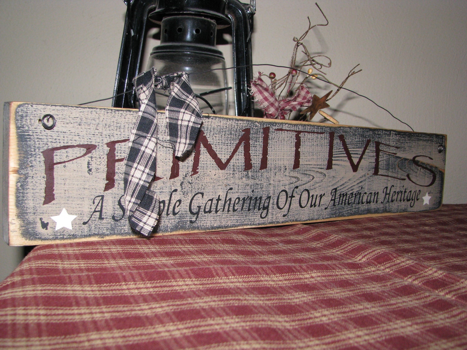 Primitive wood sign hand painted Primitiveswith a