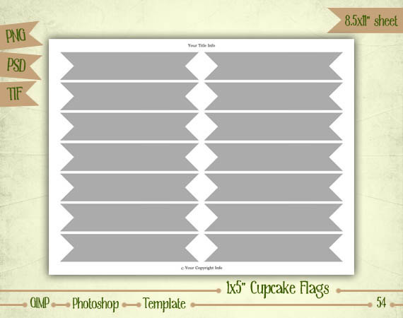 Cupcake Flags Digital Collage Sheet Layered Template