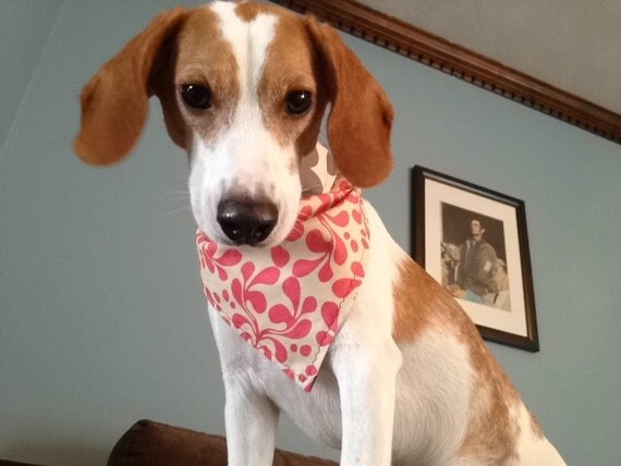 Items similar to Small Pink and Taupe Dog Bandana on Etsy