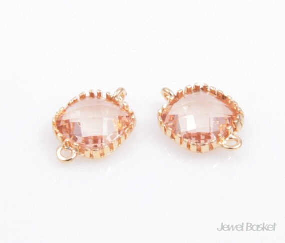 2pcs Light Peach color and Gold Framed Glass Connector