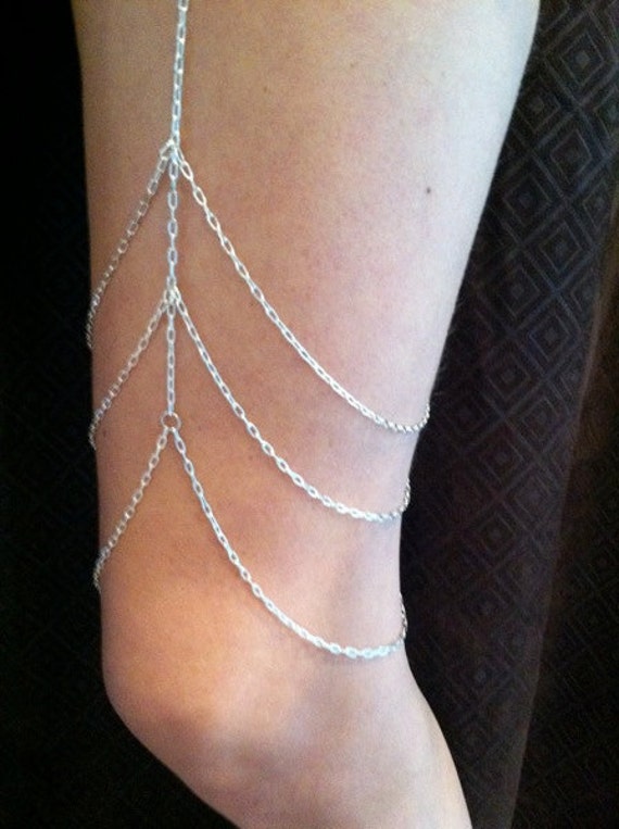 Items similar to Silver Chain Leg Garter on Etsy