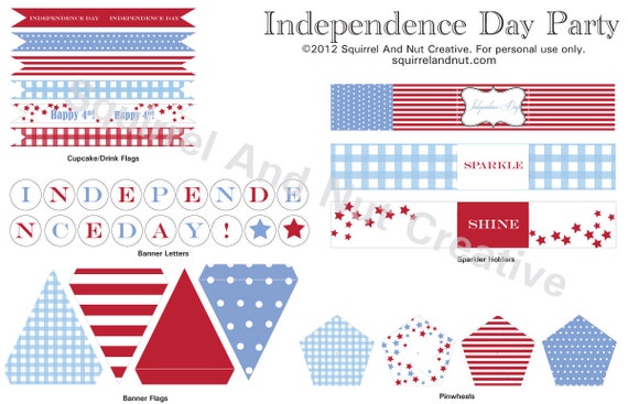 Items similar to Independence Day Party Kit : Printable, DIY on Etsy