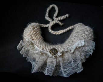 Lace Collar or Scarf knitting pattern Candy Apple Red design