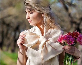 Linen Dress with Long Kimono Style Sleeves and by AusrelesGalerija
