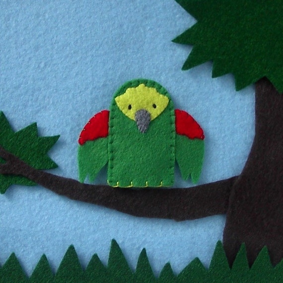 Green Parrot Bird Finger Puppet Parrot Finger Puppet Green