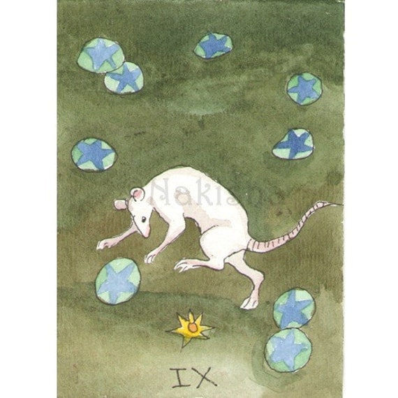 TaRat The Rat Tarot Original Art Nine of Pentacles
