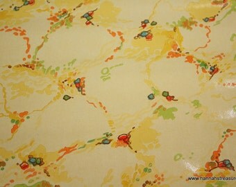 1930's Vintage Wallpaper - Faux Marble Finish of Yellow Orange and Green