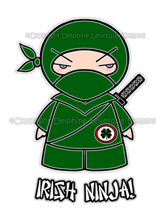 Items similar to Irish Ninja Ninjadorables art print by Delphine ...