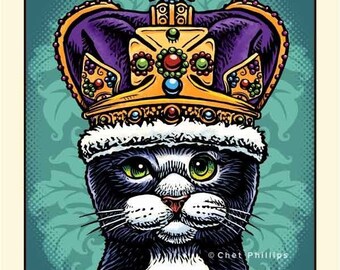 A Clowder of Cats 11 x14 cat art print by ChetArt on Etsy