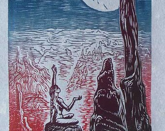 Color woodcut | Etsy