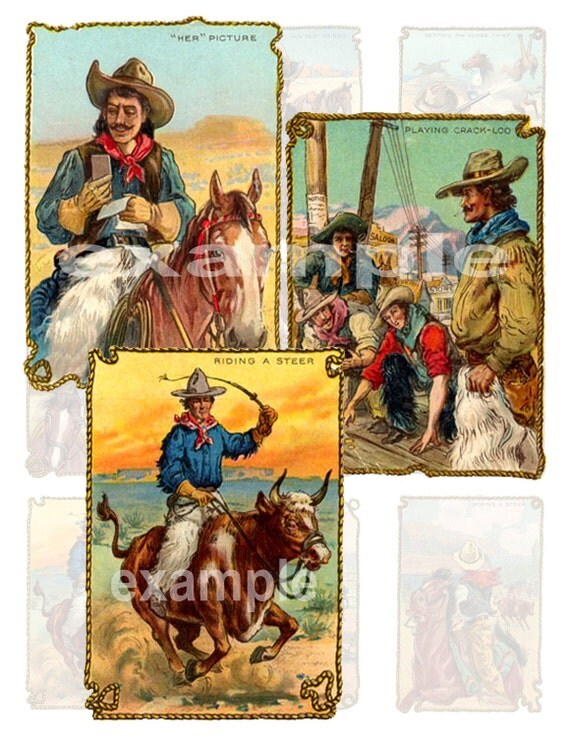 Vintage Cowboy Art...Western...Digital Collage Sheet 2