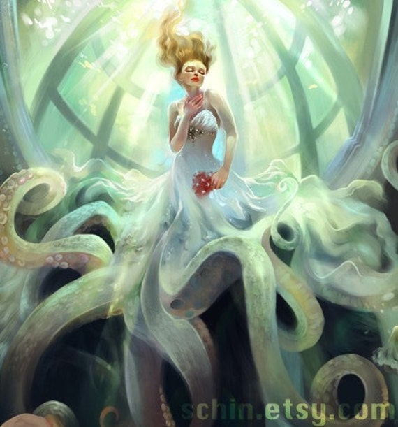 Octopus Woman Paintings 1 Octopus Lady Art - Art Abyss