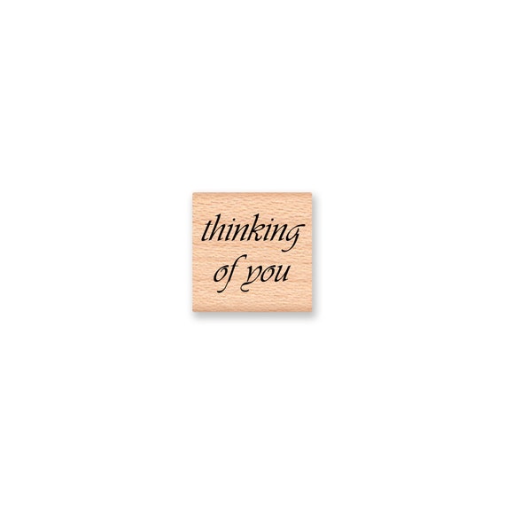 thinking of you Elegant Script Font small Wood Mounted